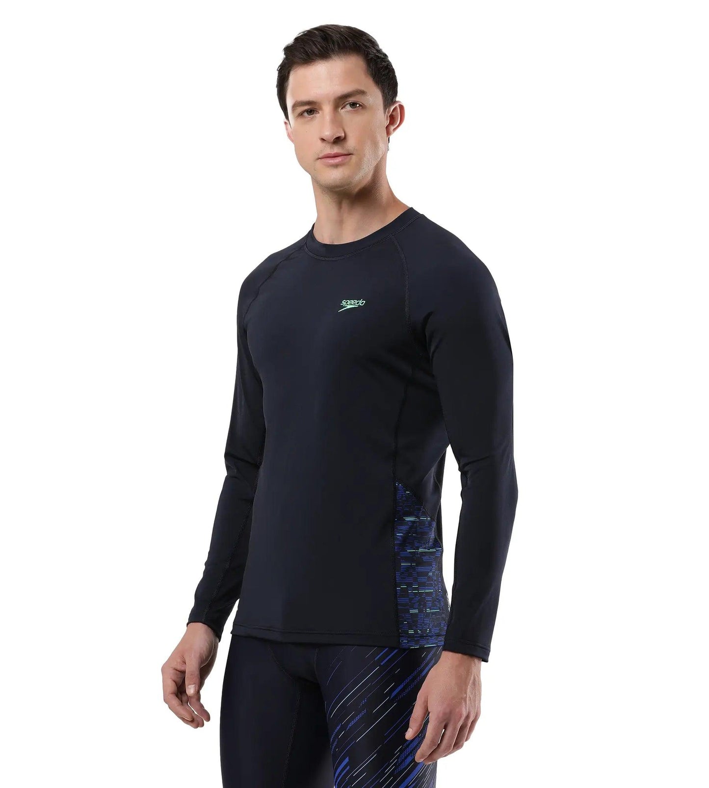 Buy Speedo Long Sleeve End+ Splice Rash Top Truenavy-Harlequin-Green ...