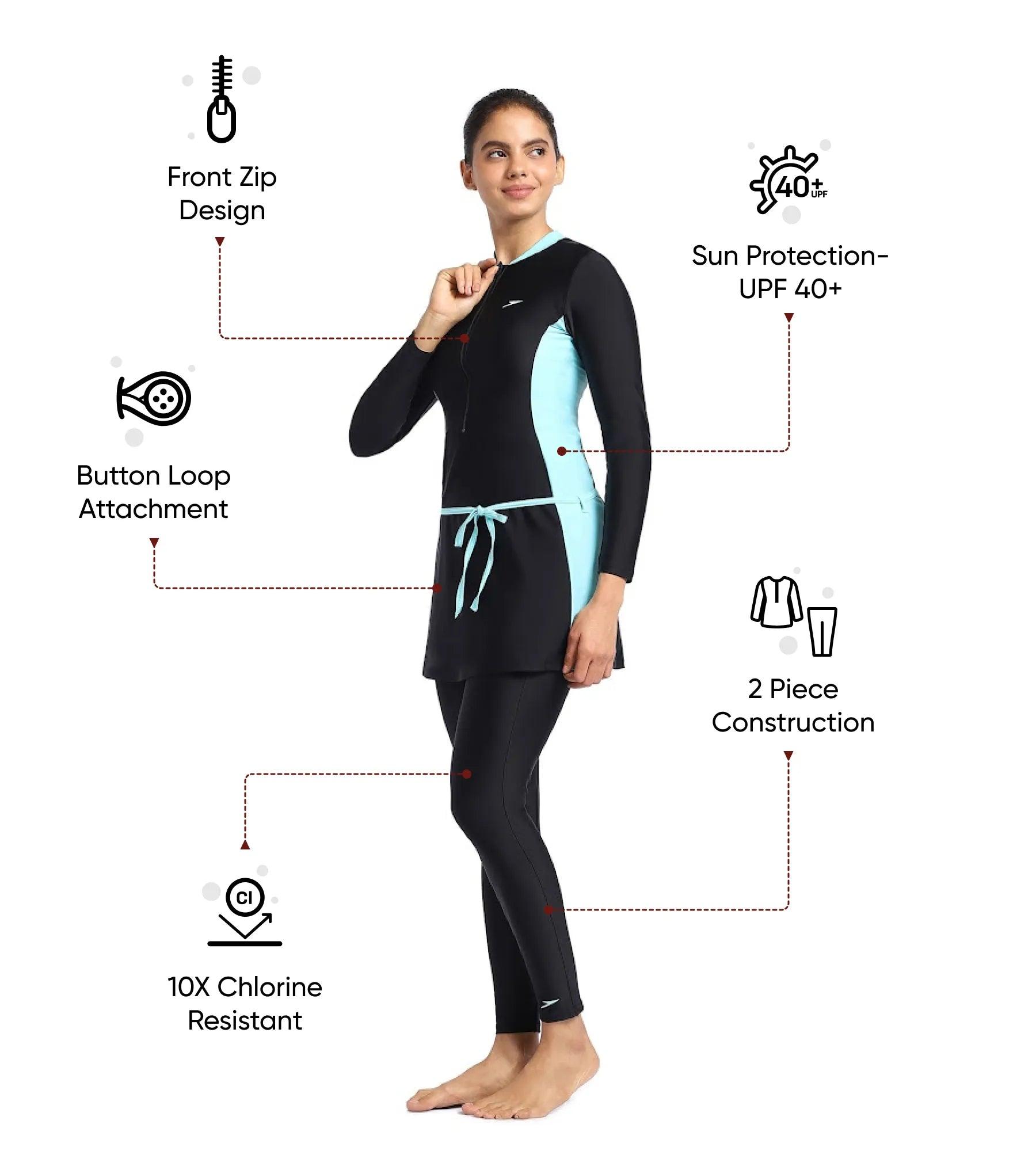 Buy Speedo Two Piece Full Body Suit Black-Marineblue Swimwear Online ...