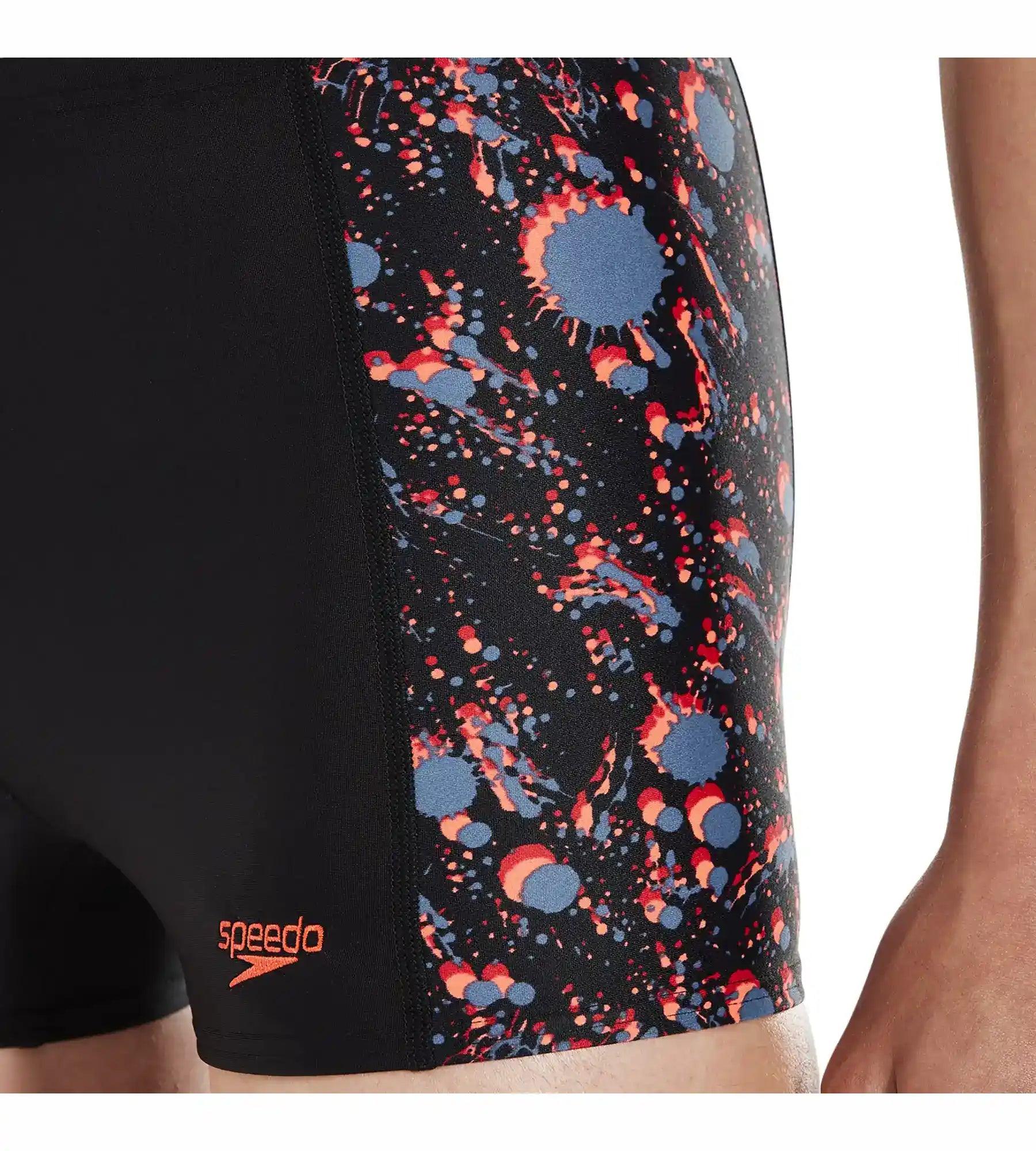 Buy Speedo Paintblast Allover Panel Aquashort Black-Risk Red-Siren ...