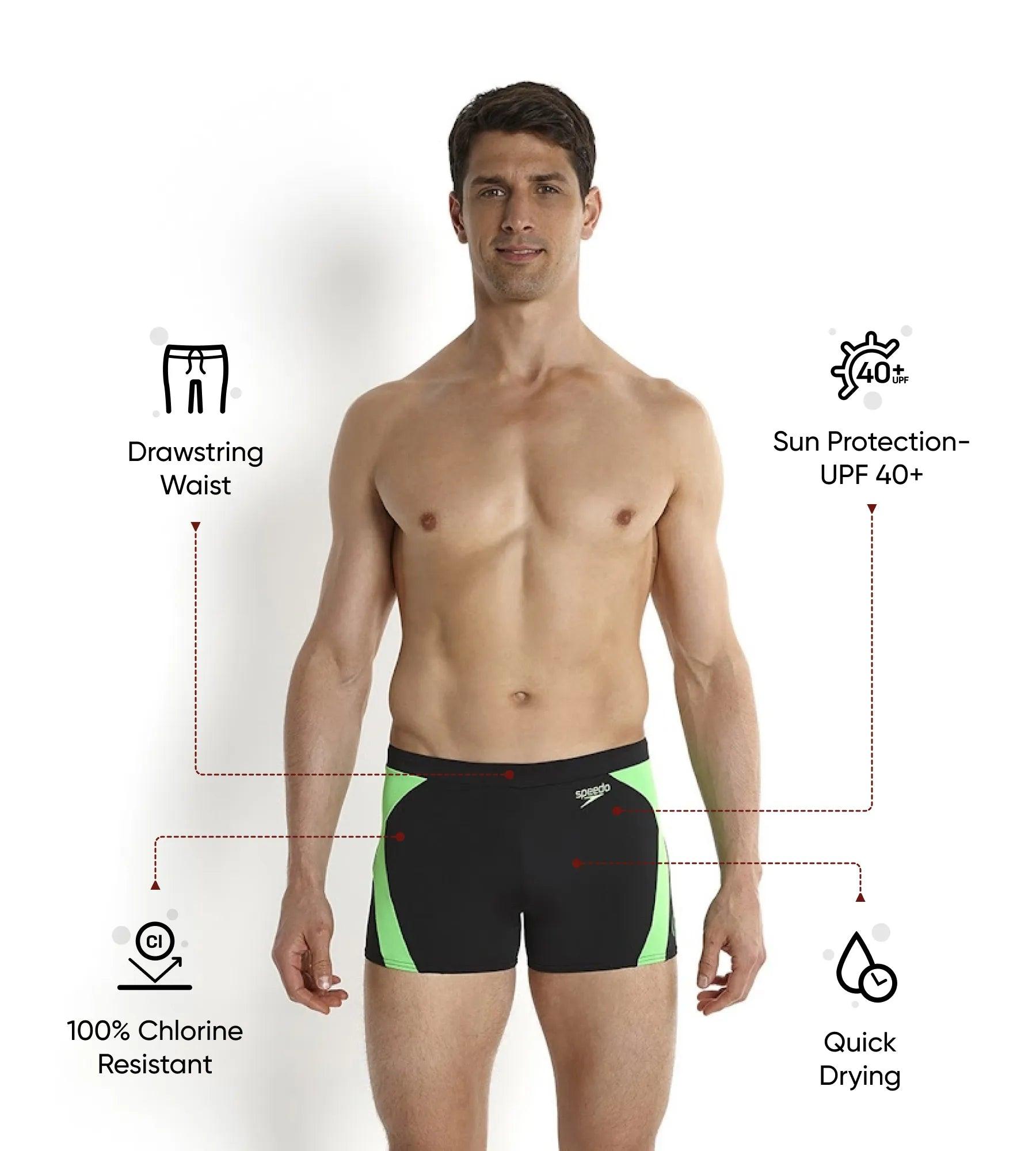 Buy Speedo Monogram Graphic Splice Aquashort Black-Fluo Green Swimwear ...