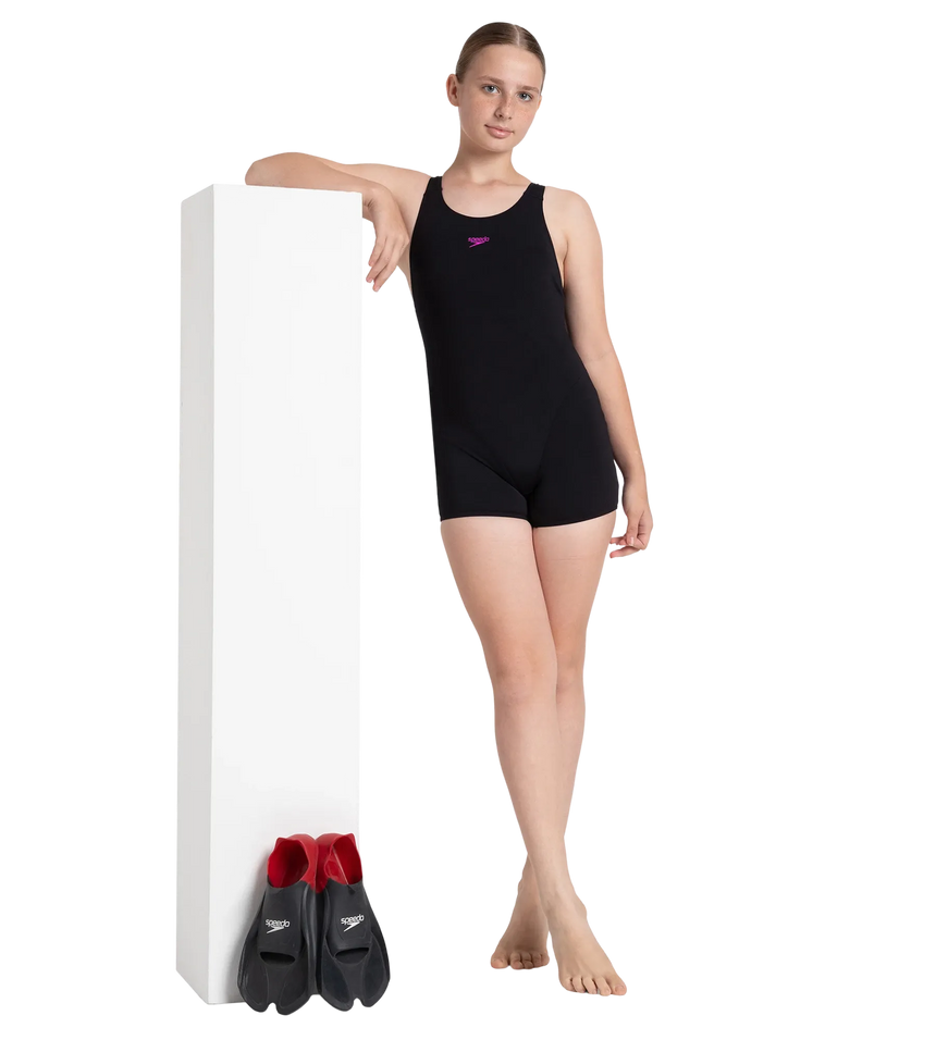 Buy Speedo Girl's Endurance Plus Essential Splashback Legsuit - Black ...
