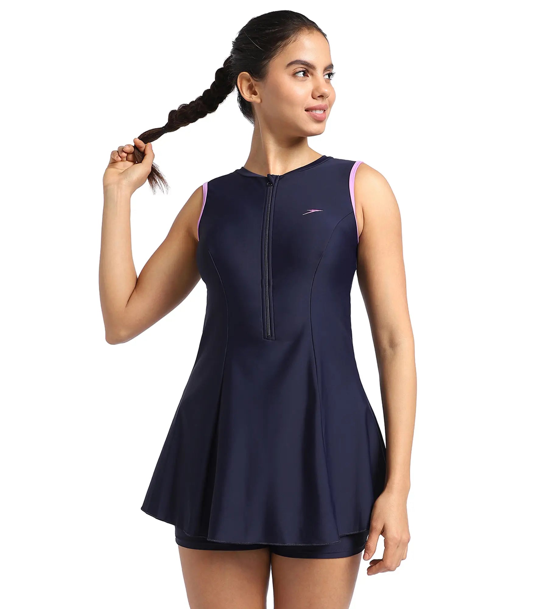 Buy Speedo Closedback Swimdress Essential With Boyleg Truenavy-Sweet ...