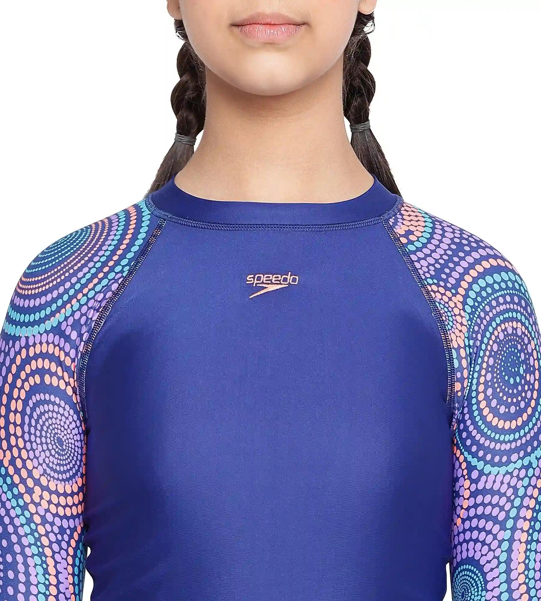 Buy Speedo Girls All Over Long Sleeve, SupTop Ammonite-Soft Coral-Miami ...