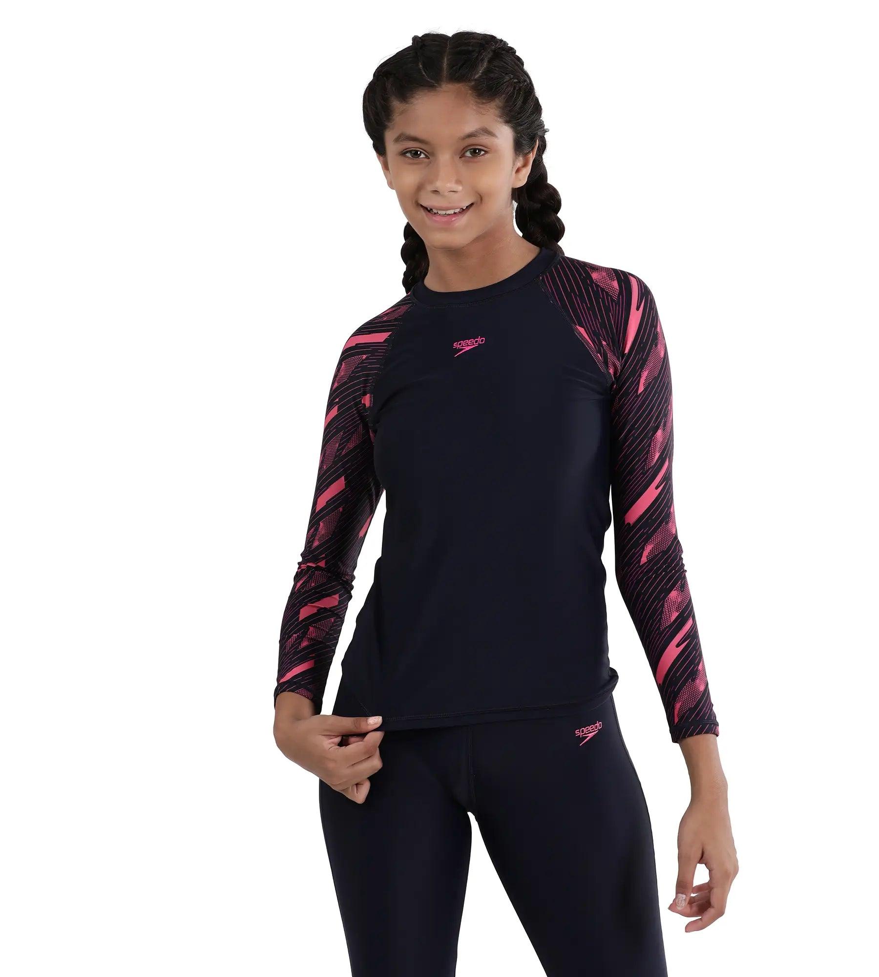 Buy Speedo Hyperboom Long Sleeve Suntop Truenavy-Electricpink ...