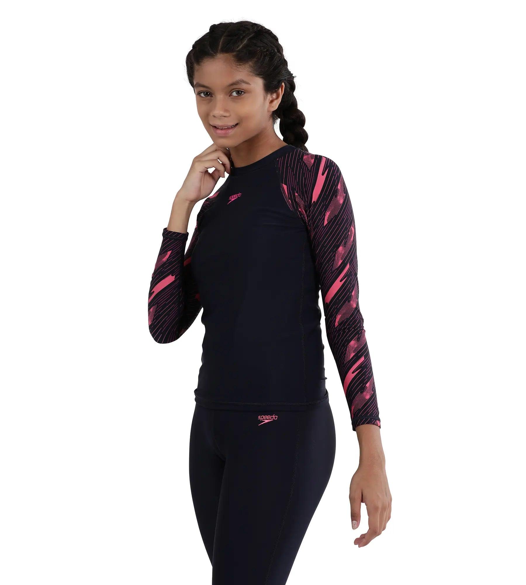 Buy Speedo Hyperboom Long Sleeve Suntop Truenavy-Electricpink ...