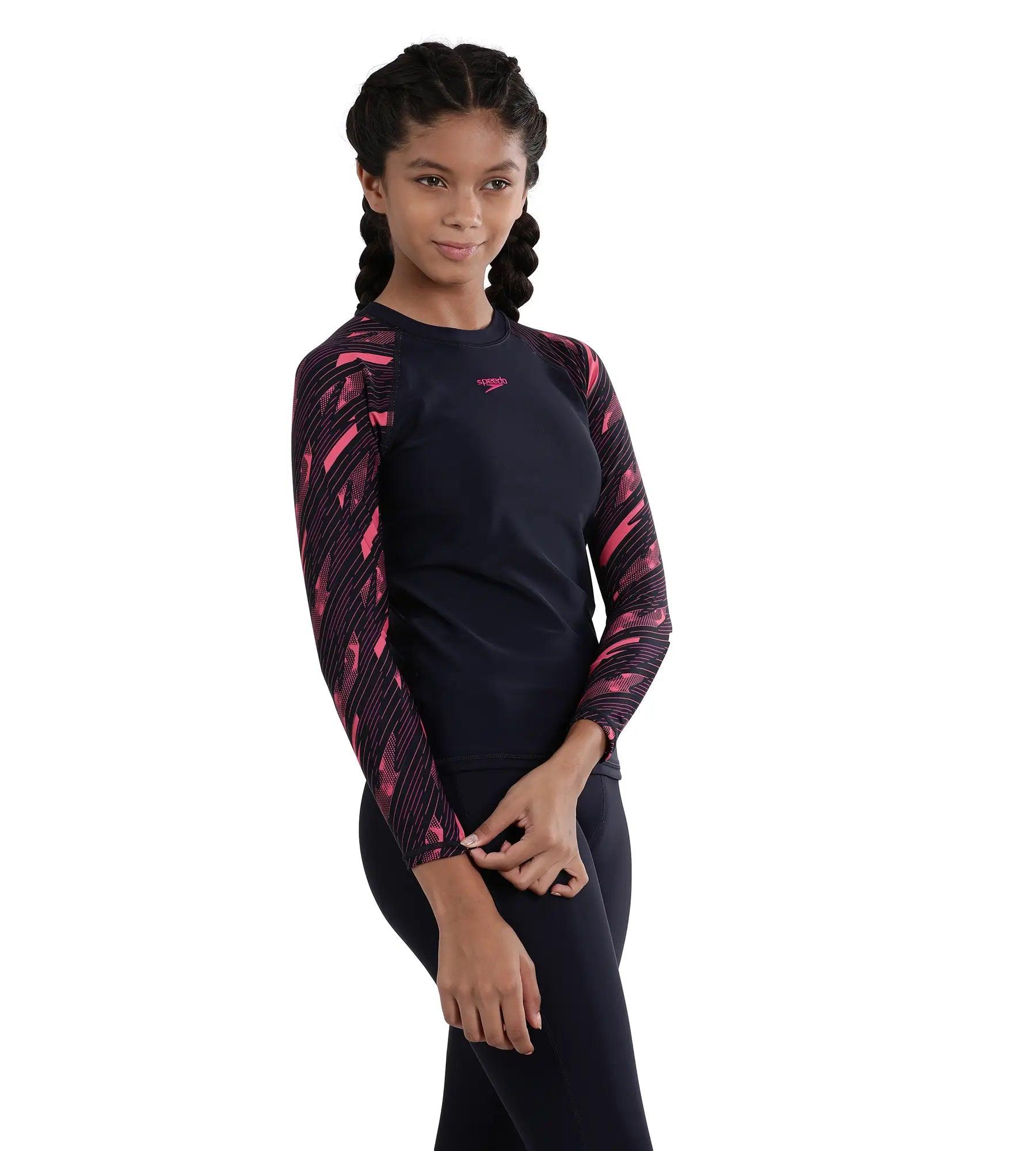 Buy Speedo Hyperboom Long Sleeve Suntop Truenavy-Electricpink ...