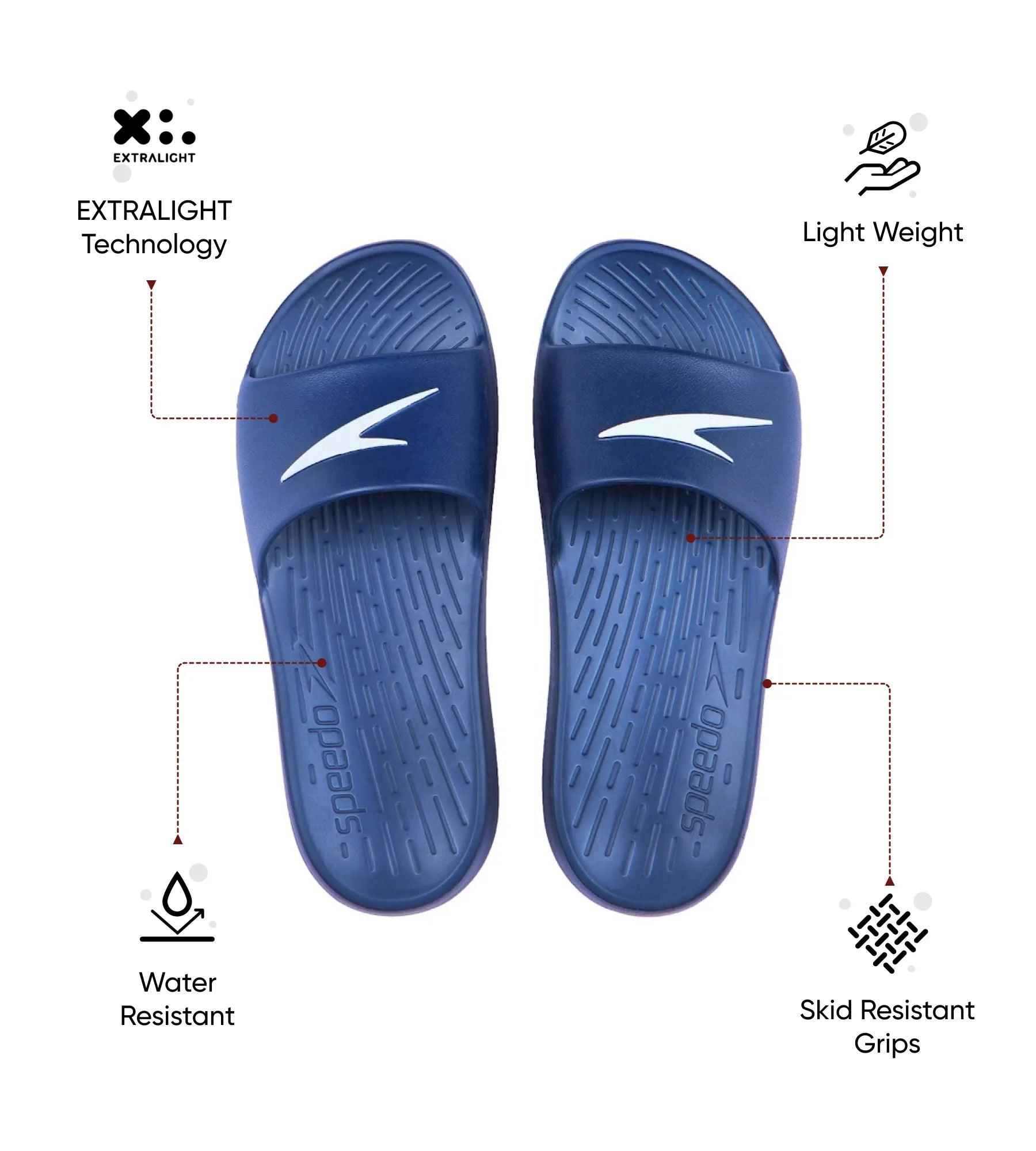 Buy Speedo Single Colour Slide Navy-White Footwear Online| Speedo India
