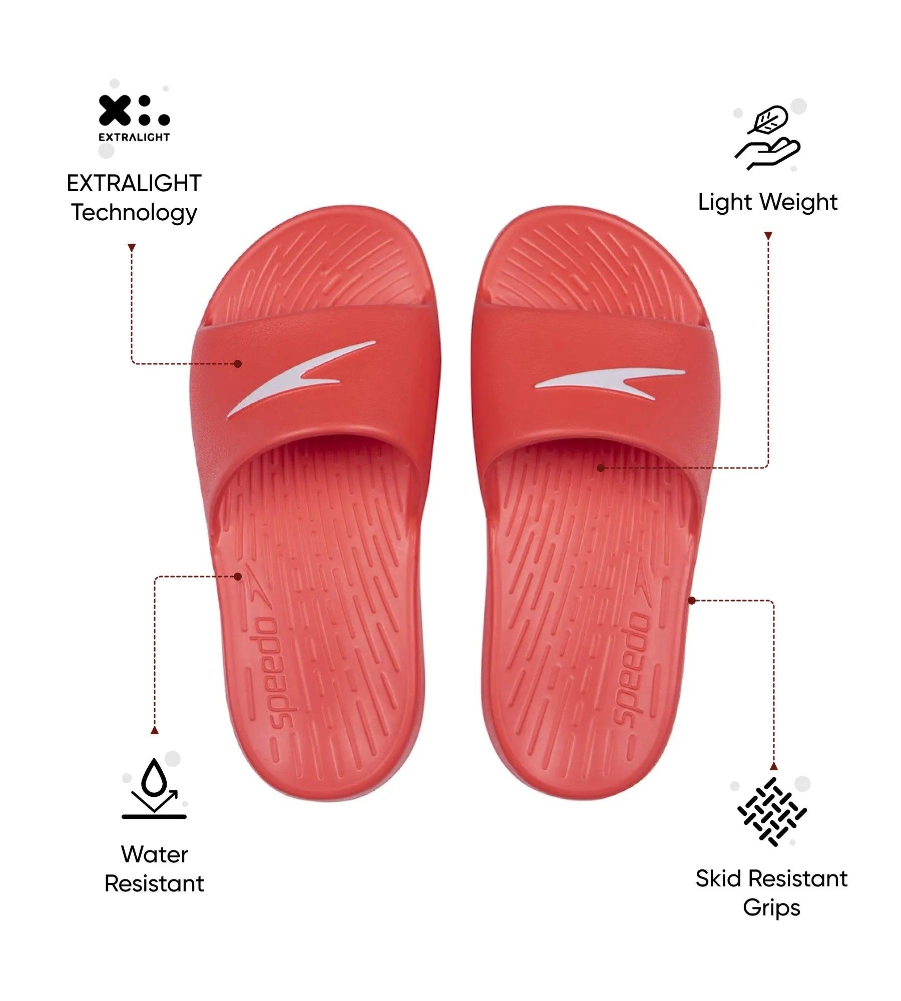 Buy Speedo Single Colour Slide Lava Red-White Footwear Online| Speedo India