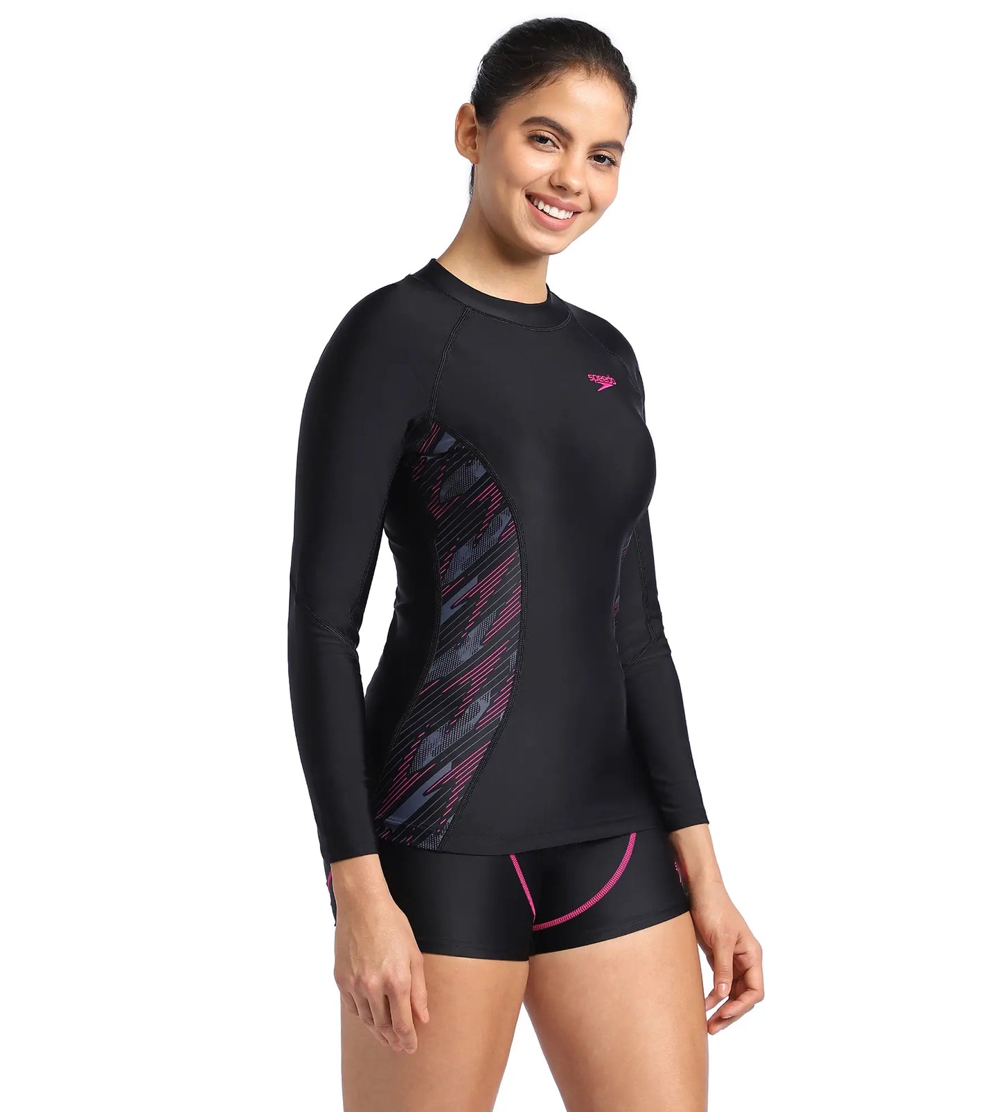 Buy Speedo Hyperboom Splice Rashtop Black-Electric-Pink-Usa-Charcoal ...