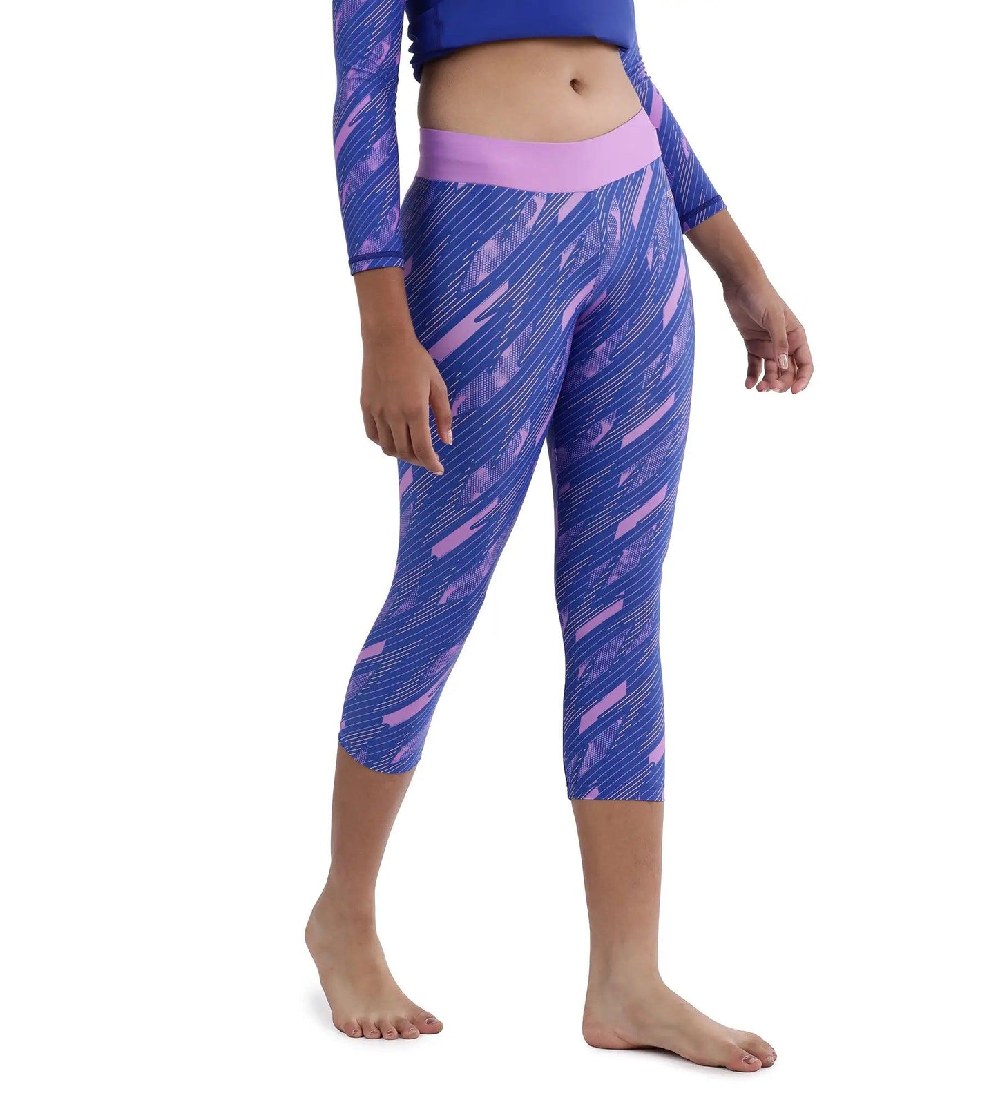 Buy Speedo Hyperboom All Over Printed Capri Sweet-Purple-True-Cobalt ...