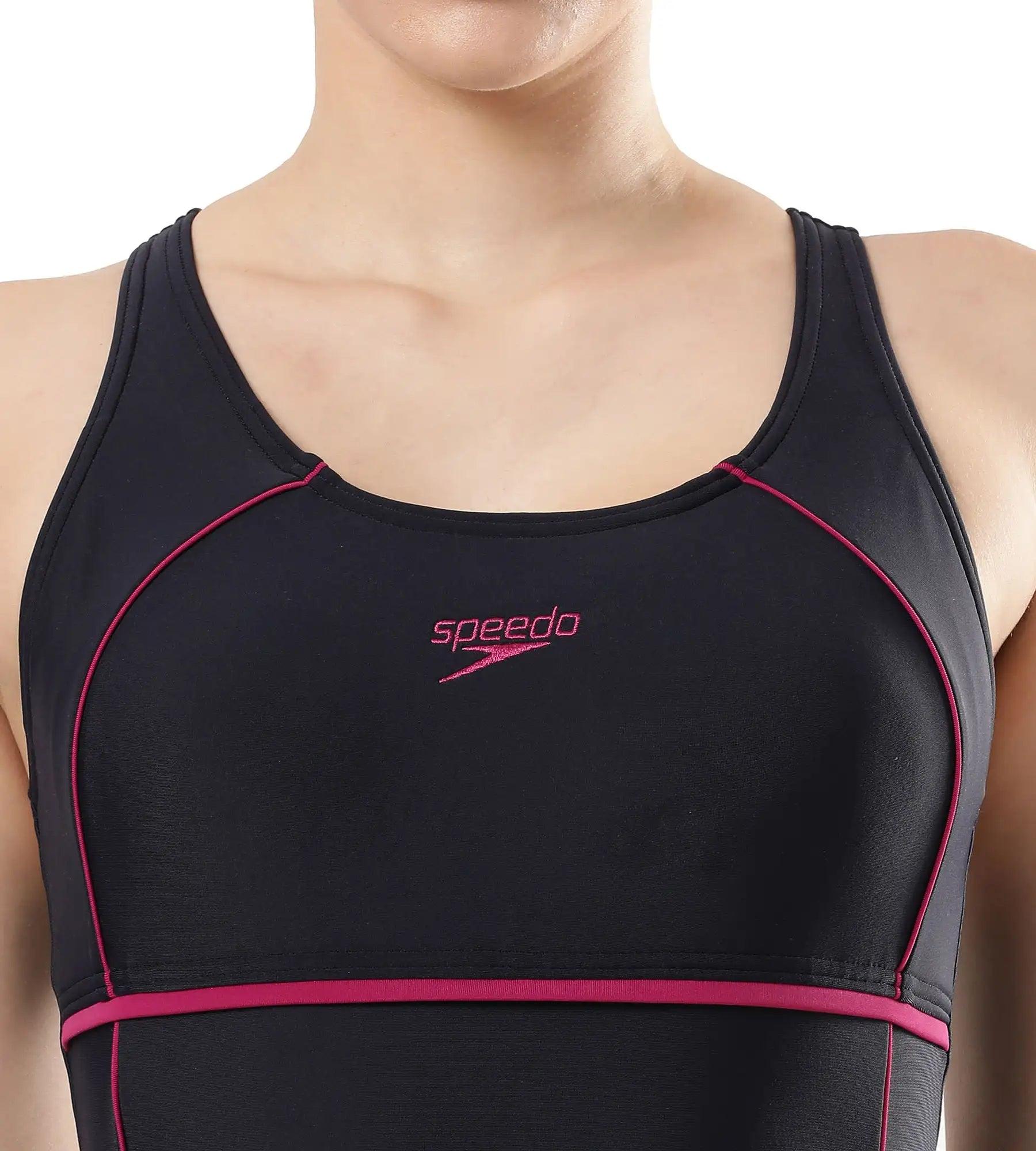 Buy Speedo Adult Female Classic Racerback Legsuit True Navy-Berry ...