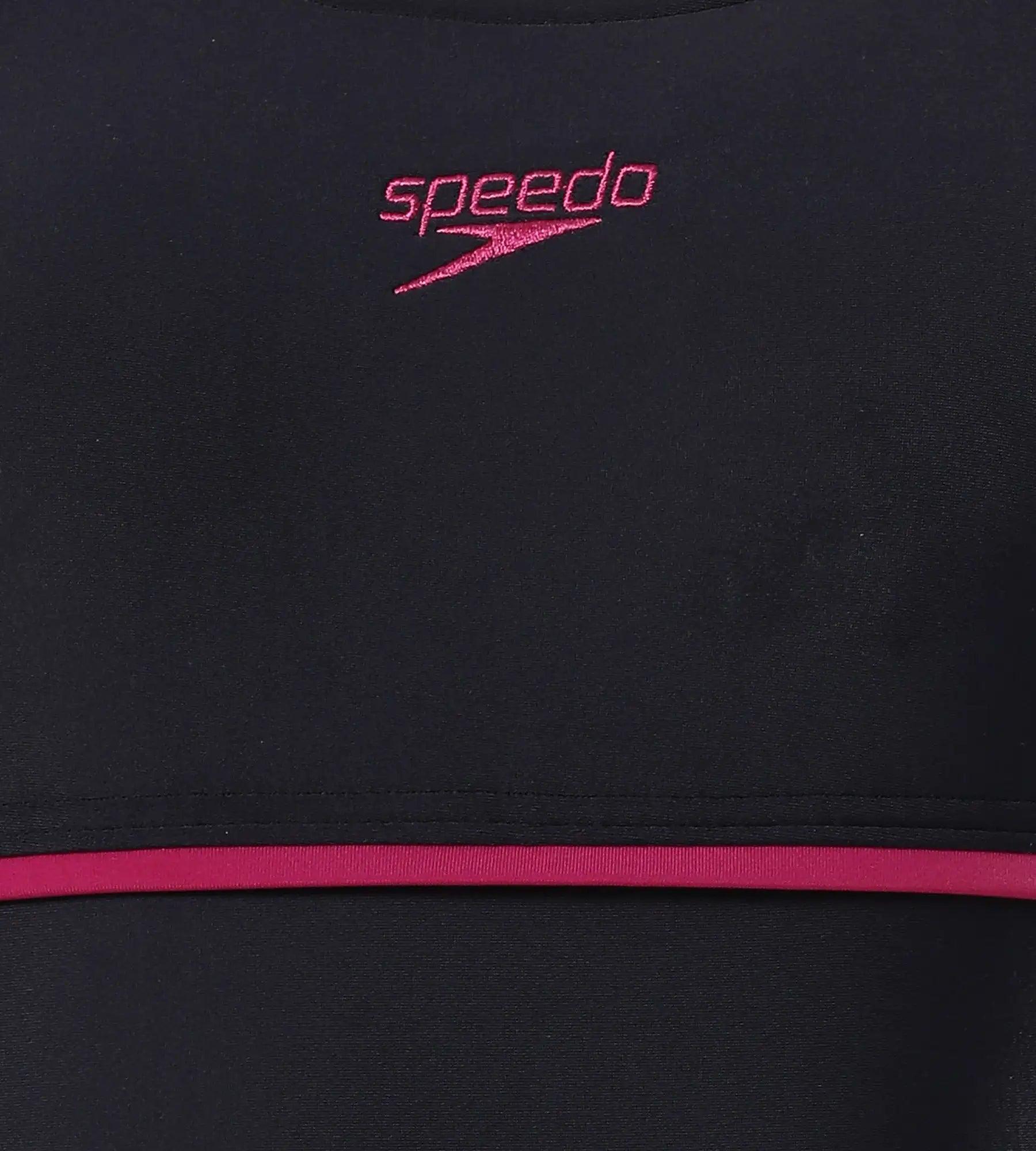 Buy Speedo Adult Female Classic Racerback Legsuit True Navy-Berry ...