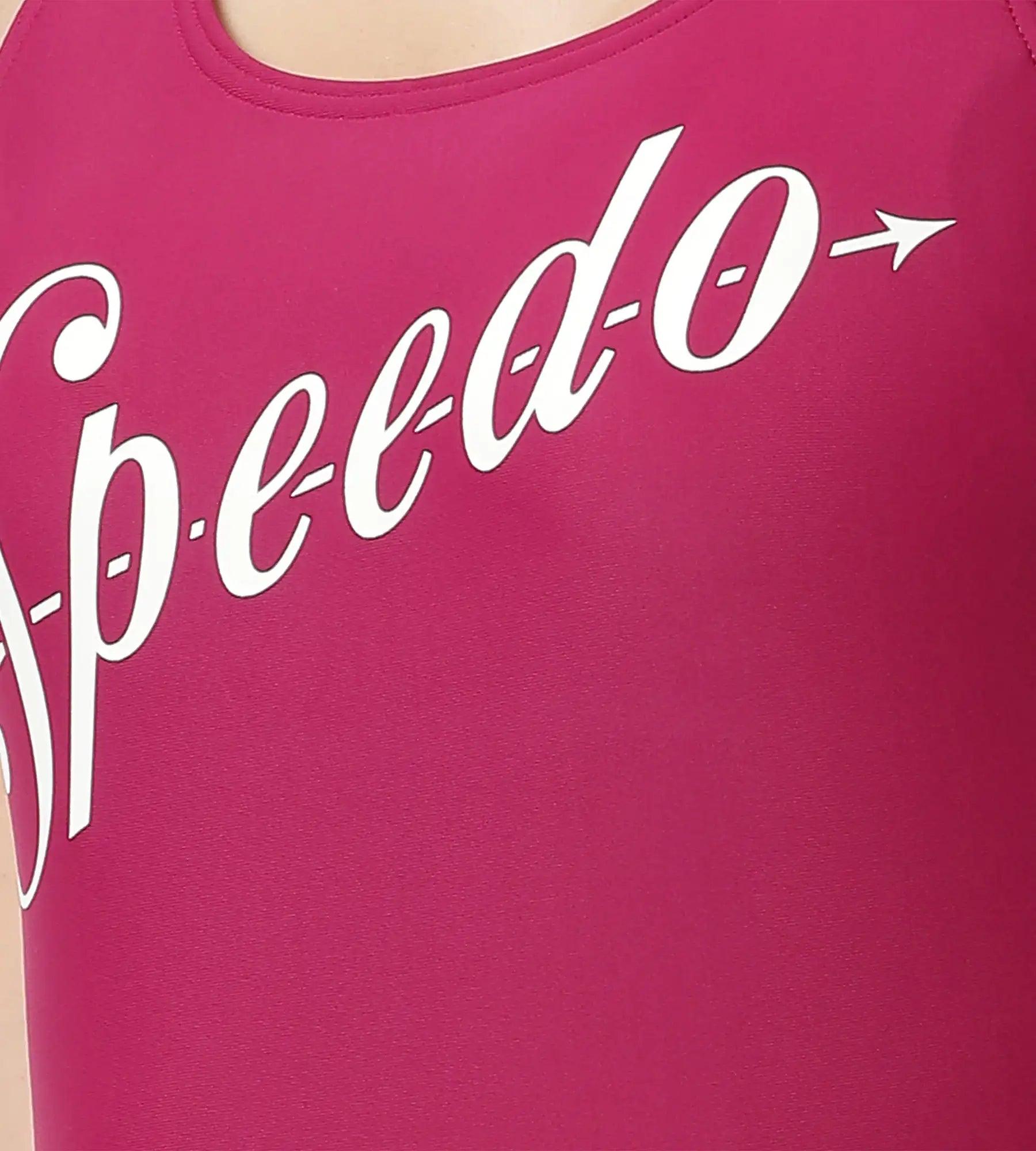 Buy Speedo Female Heritage Logo Racerback Berry-White Swimwear Online ...